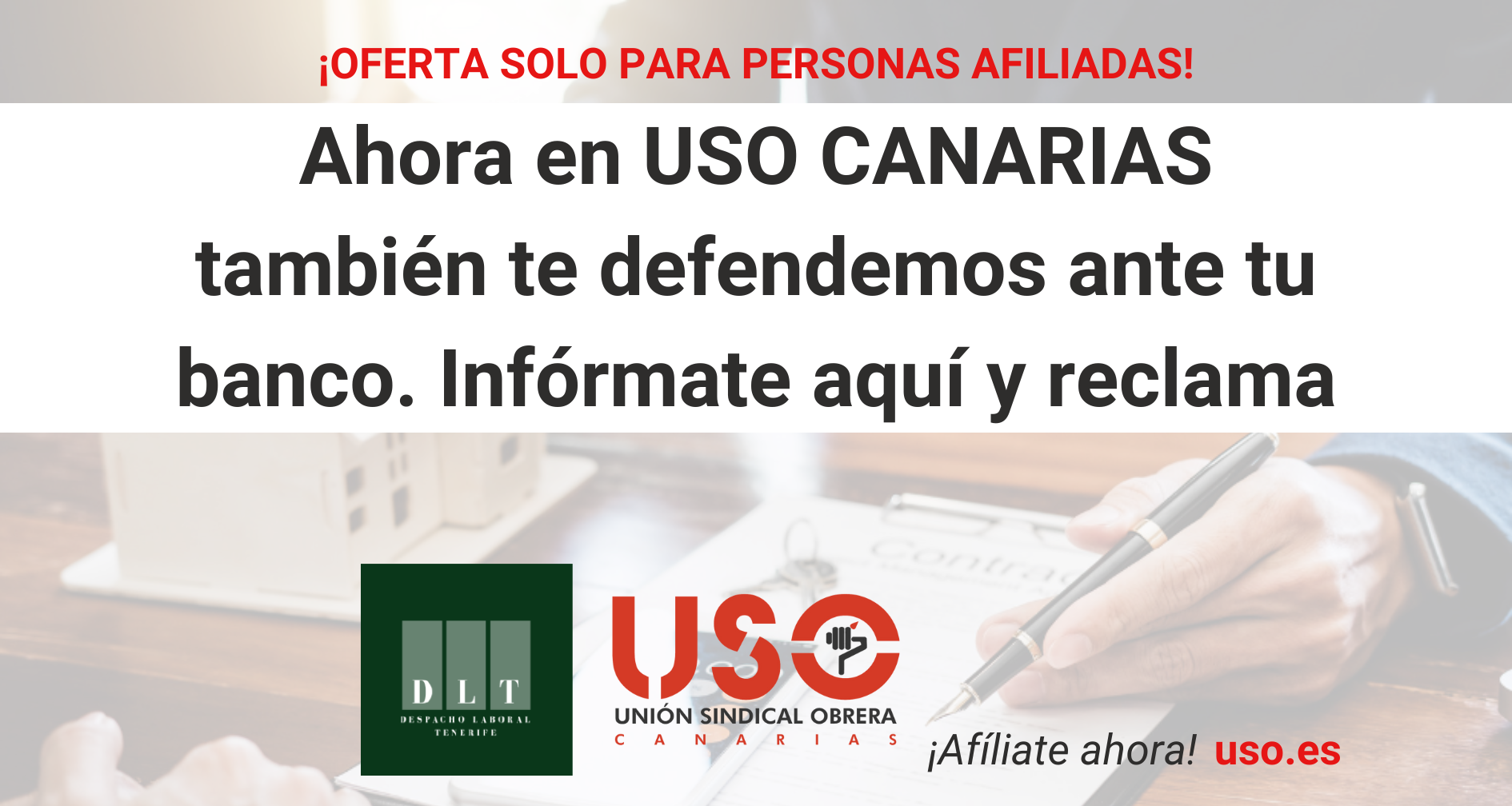 Ahora en USO CANARIAS también te defendemos ante tu banco - USO CANARIAS